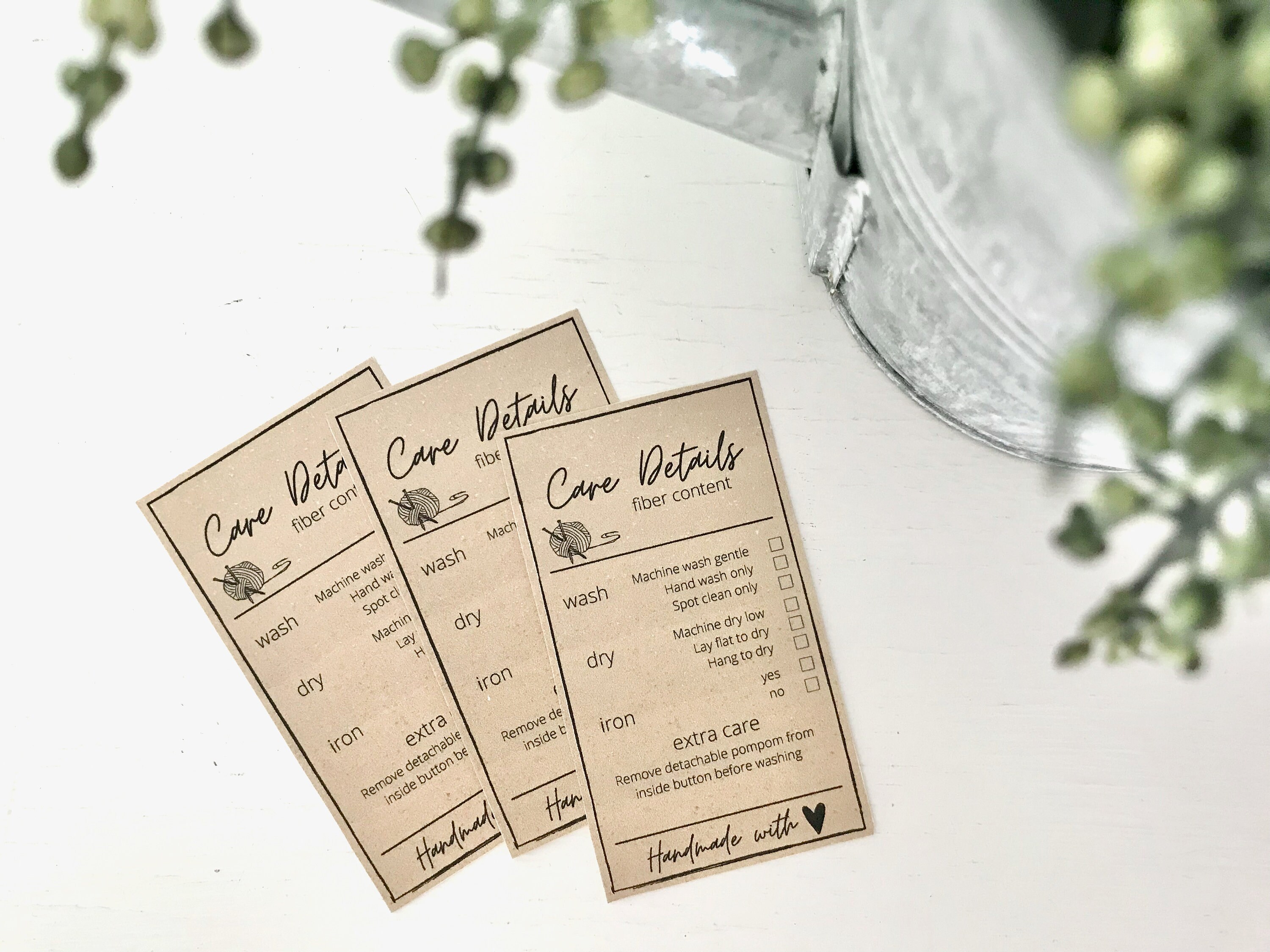 Printable Handmade Care Tag Template: Fiber Care Label (PDF) - Etsy