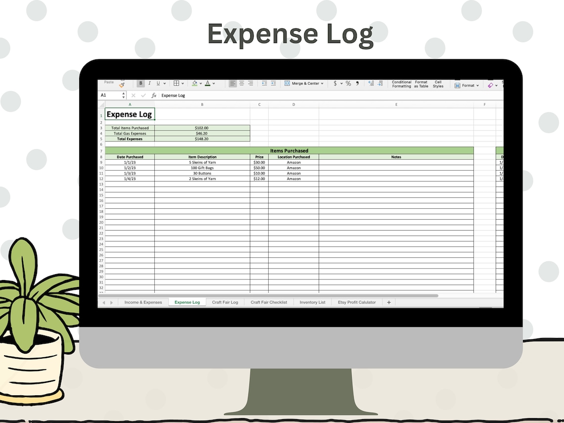 Etsy Craft Fair Bookkeeping Spreadsheet: Income & Expense Tracker ...