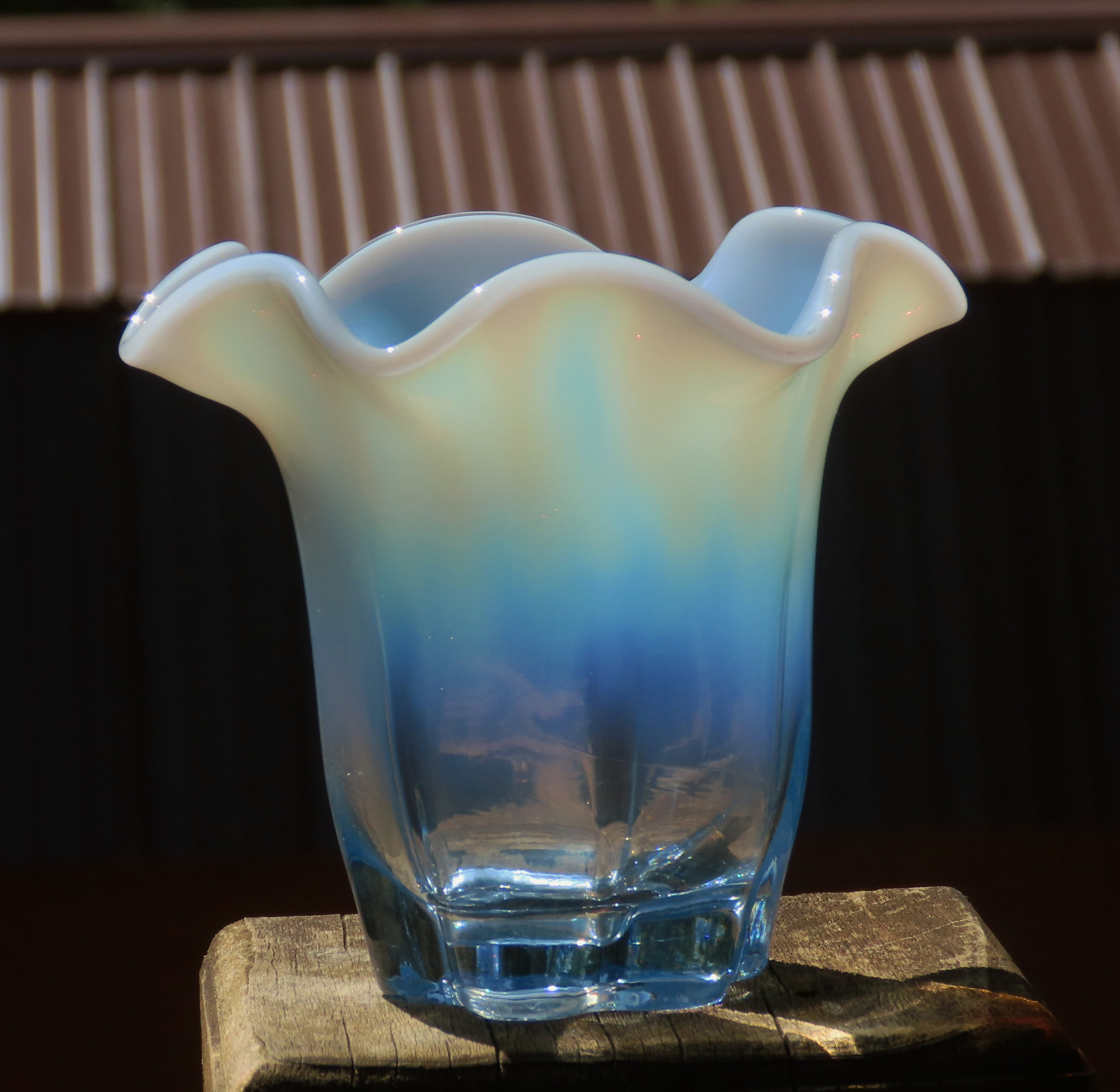 Vintage Duncan & Miller Opalescent Crystal Blue and White - Etsy