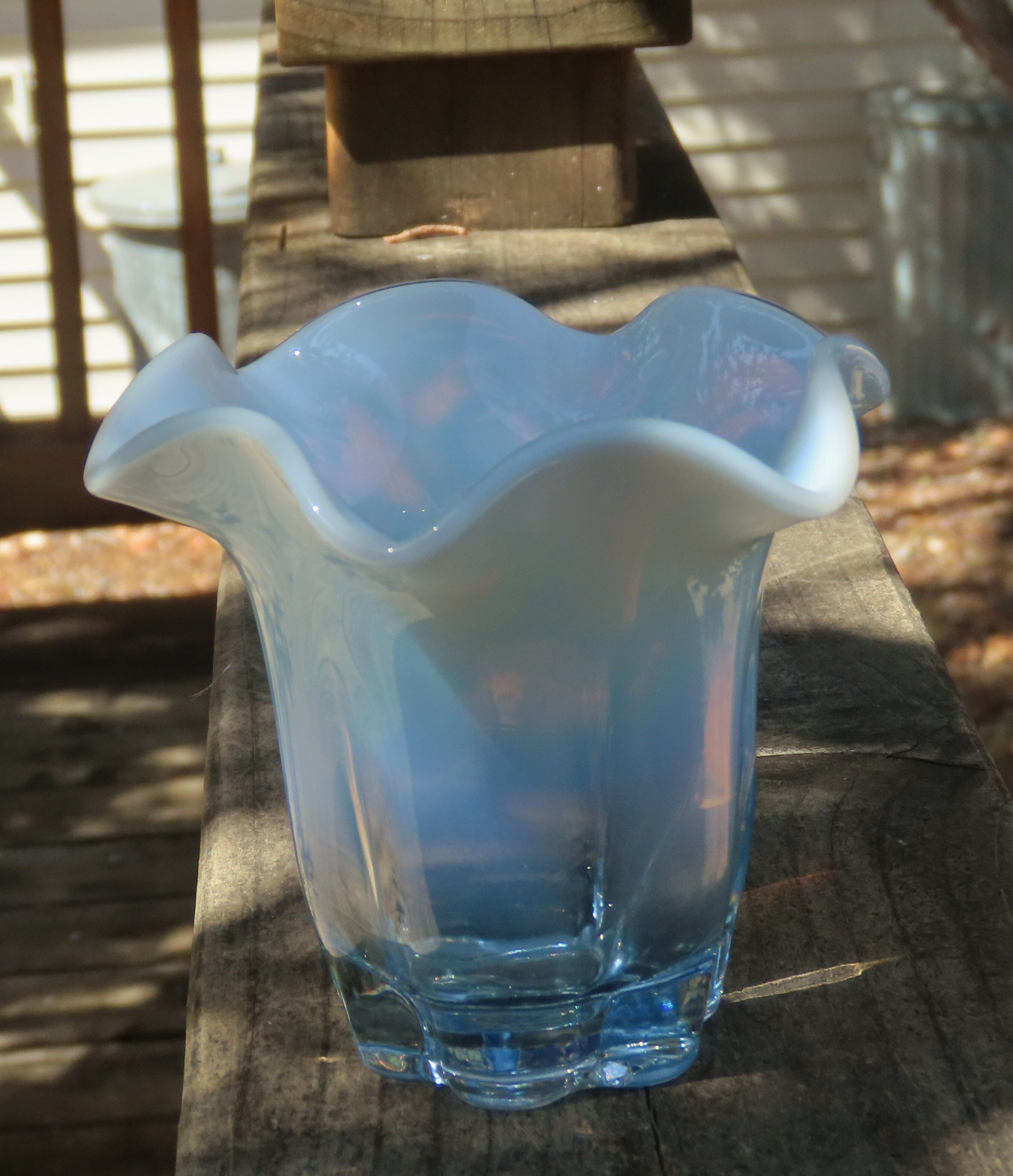 Vintage Duncan & Miller Opalescent Crystal Blue and White - Etsy