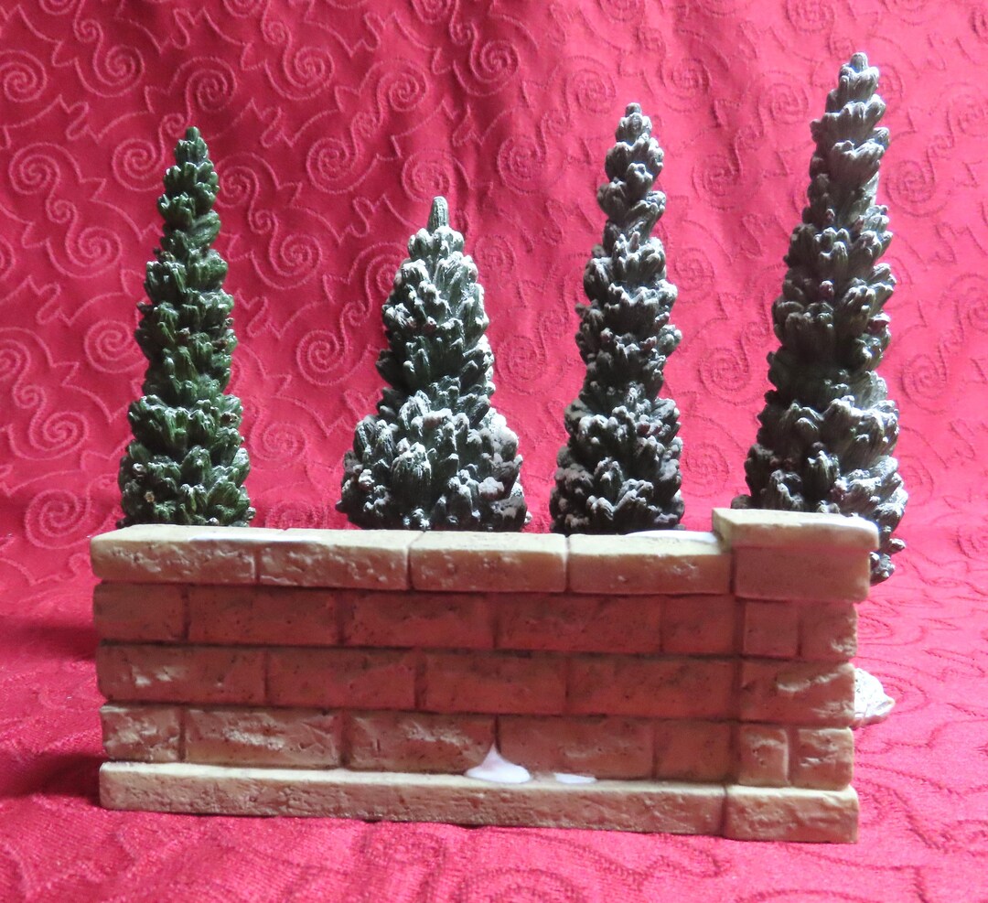 Department 56 Lot of 4 Resin Trees With 1 Section of Camden Park Square ...