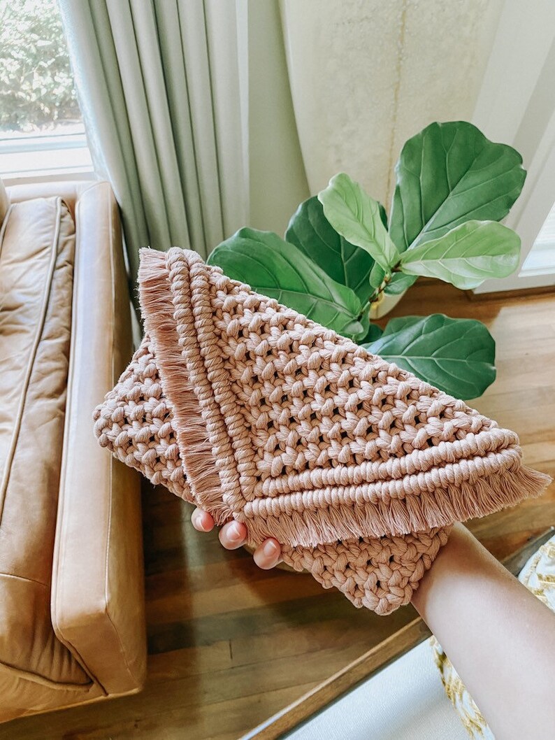 Boho Macrame Clutch Multiple Colors Available Cotton Purse | Etsy