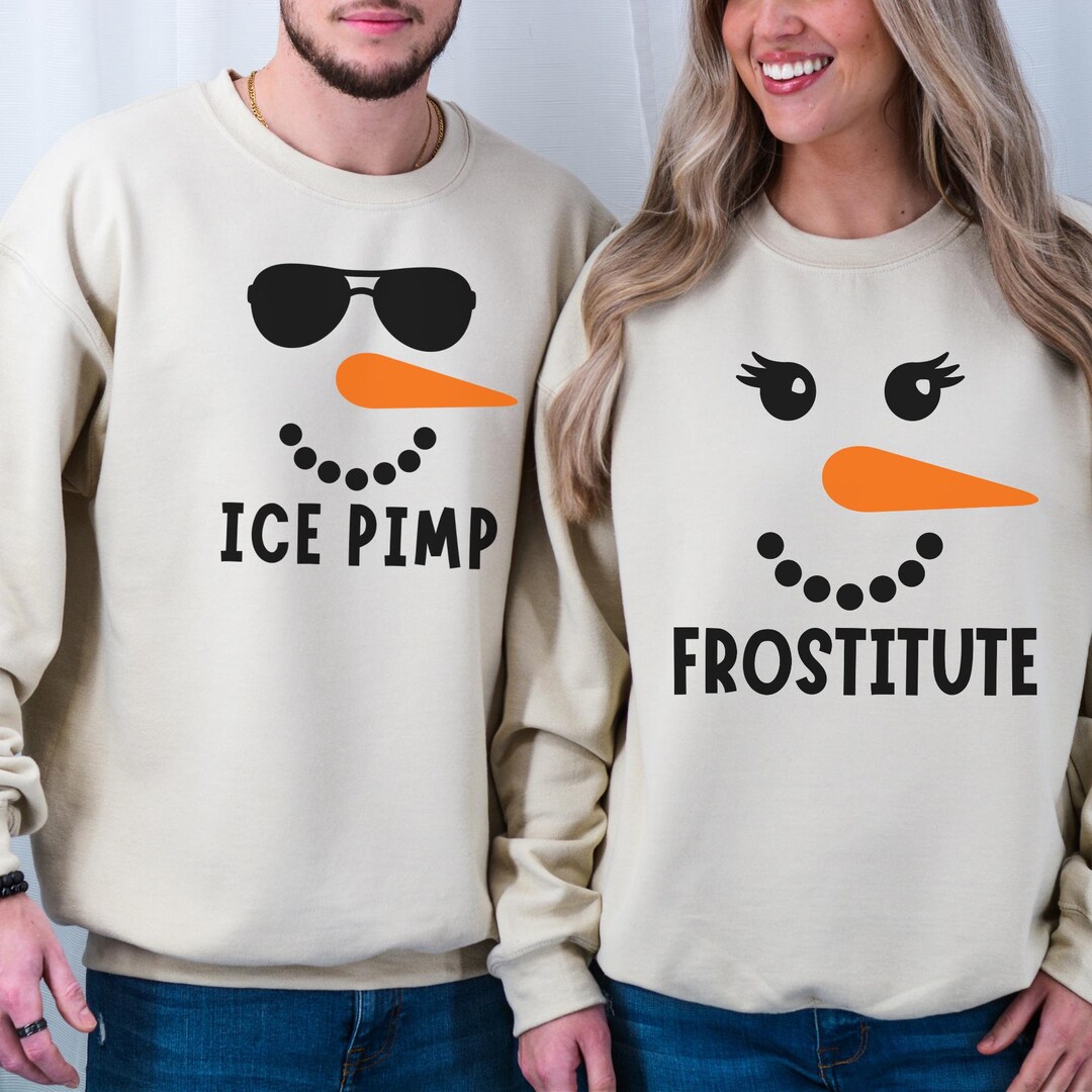 Funny Couples Christmas Shirts, Snowman Frostitute & Ice Pimp Matching ...