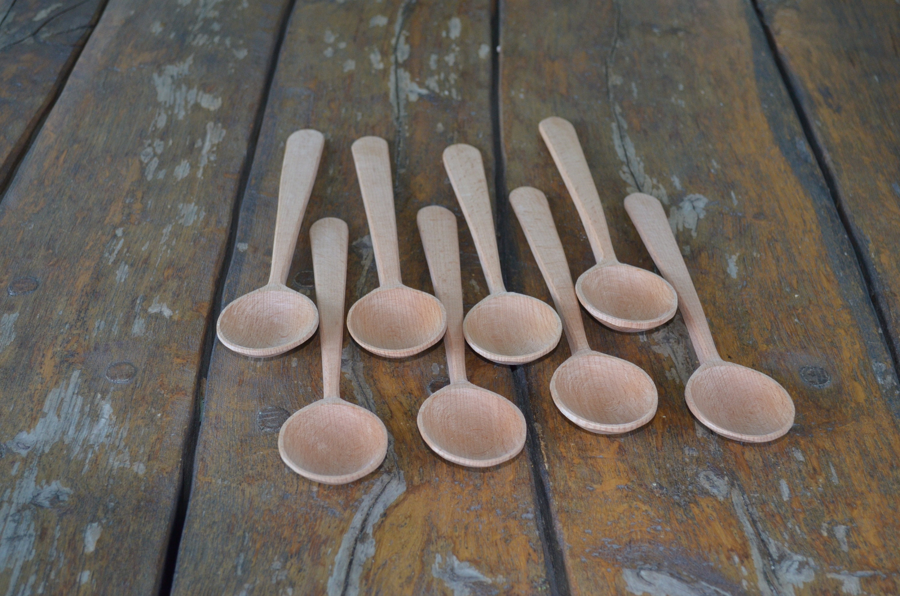 Wooden spoon Set 8 wooden tablespoons Hand Carved solid | Etsy