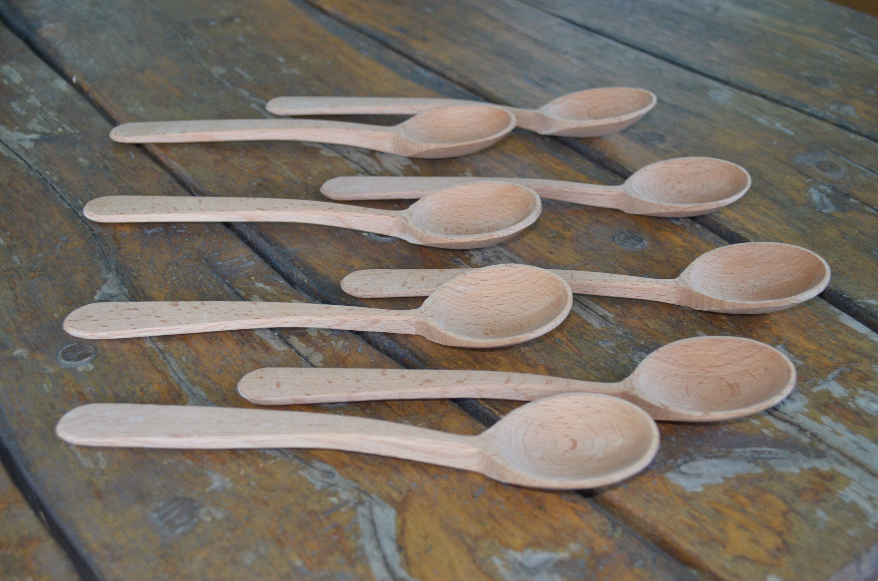 Wooden spoon Set 8 wooden tablespoons Hand Carved solid | Etsy
