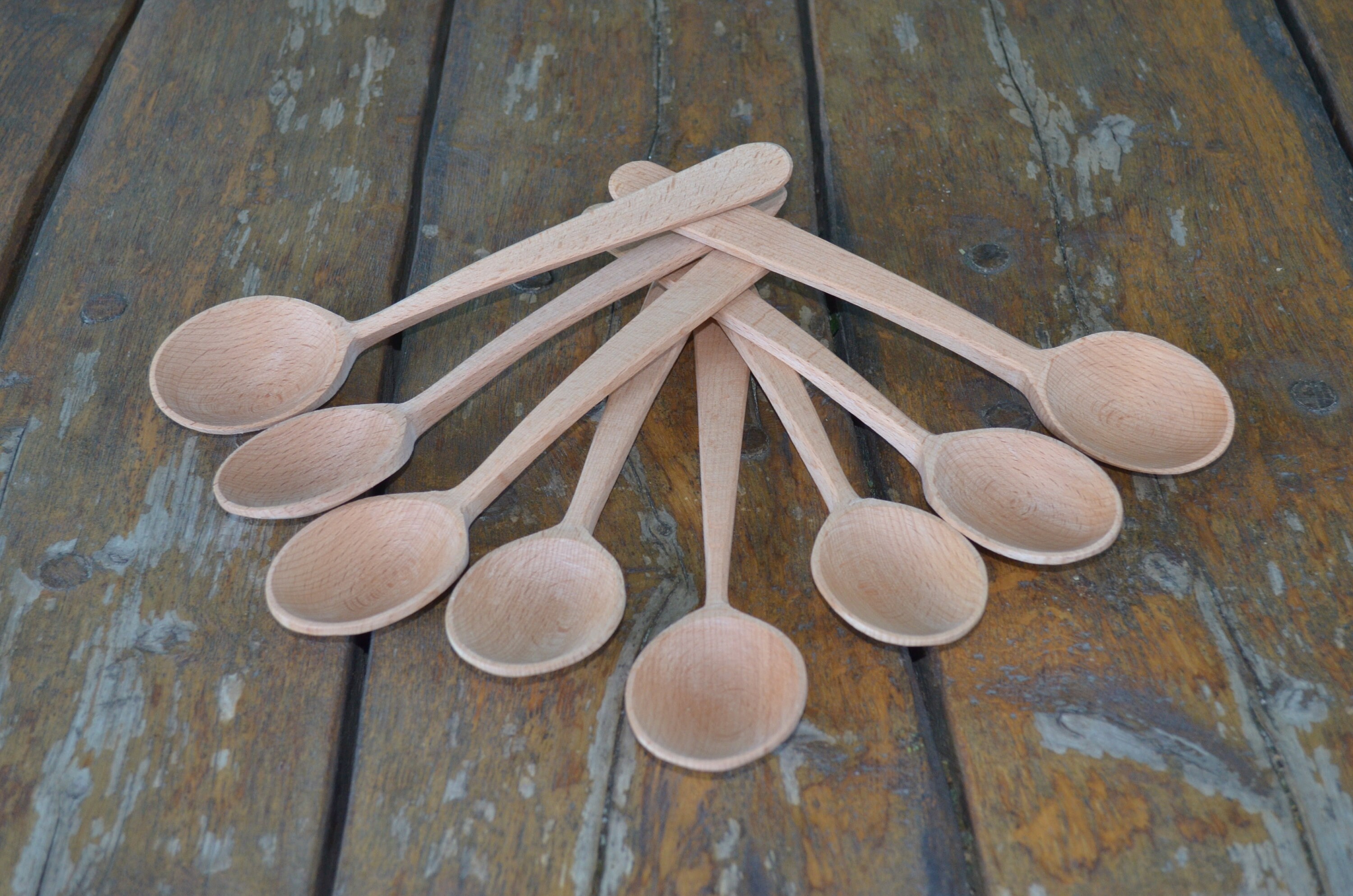 Wooden spoon Set 8 wooden tablespoons Hand Carved solid | Etsy