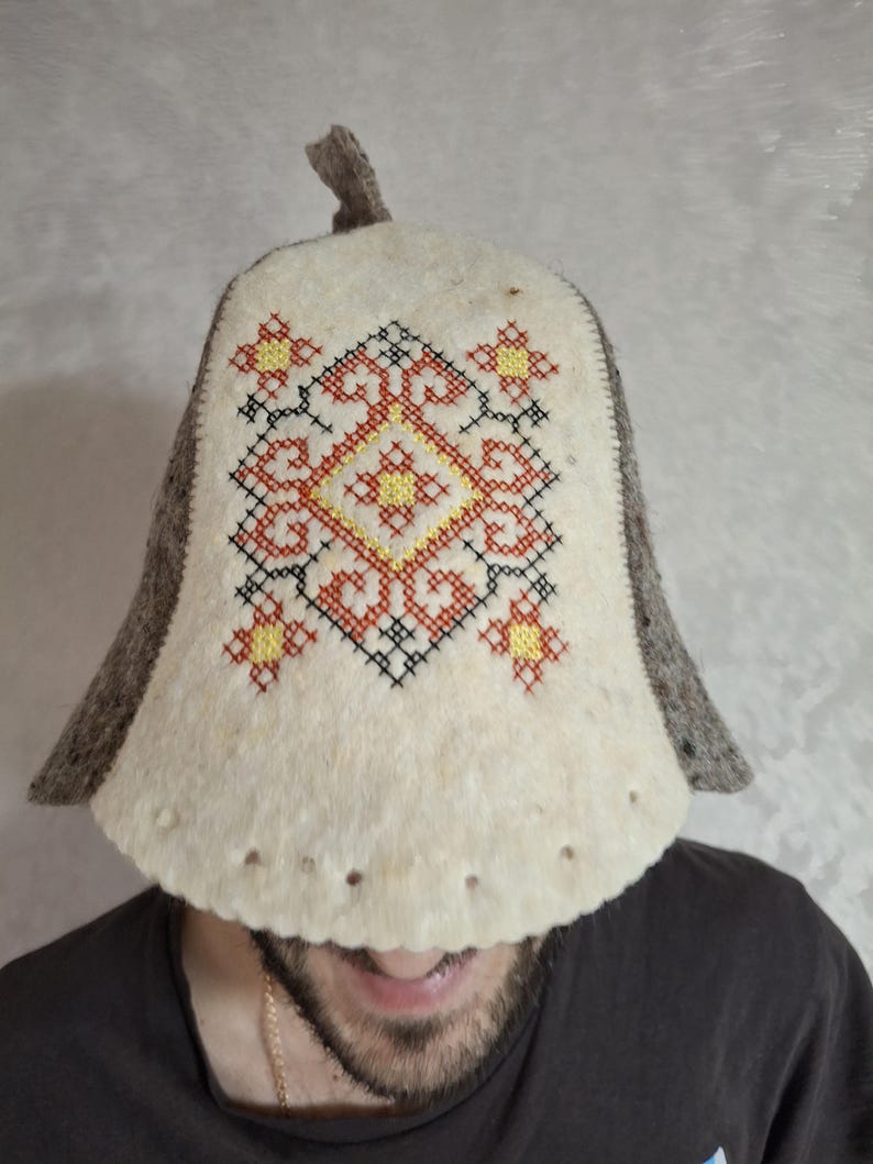 Ukrainian Sauna Hat Felted Hat the Sauna Birthday Present Sauna Hat ...
