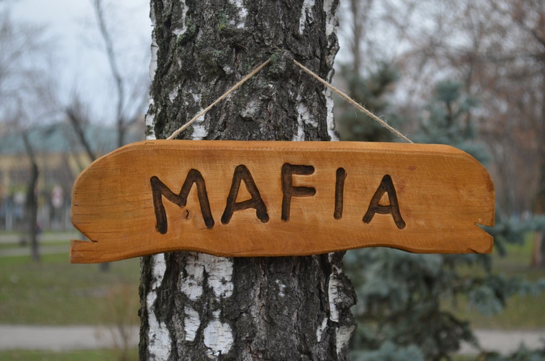 Wooden Sign MAFIA Rustic Wooden Sign Decor Rustic Wooden - Etsy