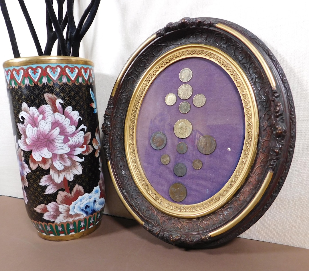 Vintage Coin Collection. Vintage Coin Art. Vintage Gothic Decor. Purple ...