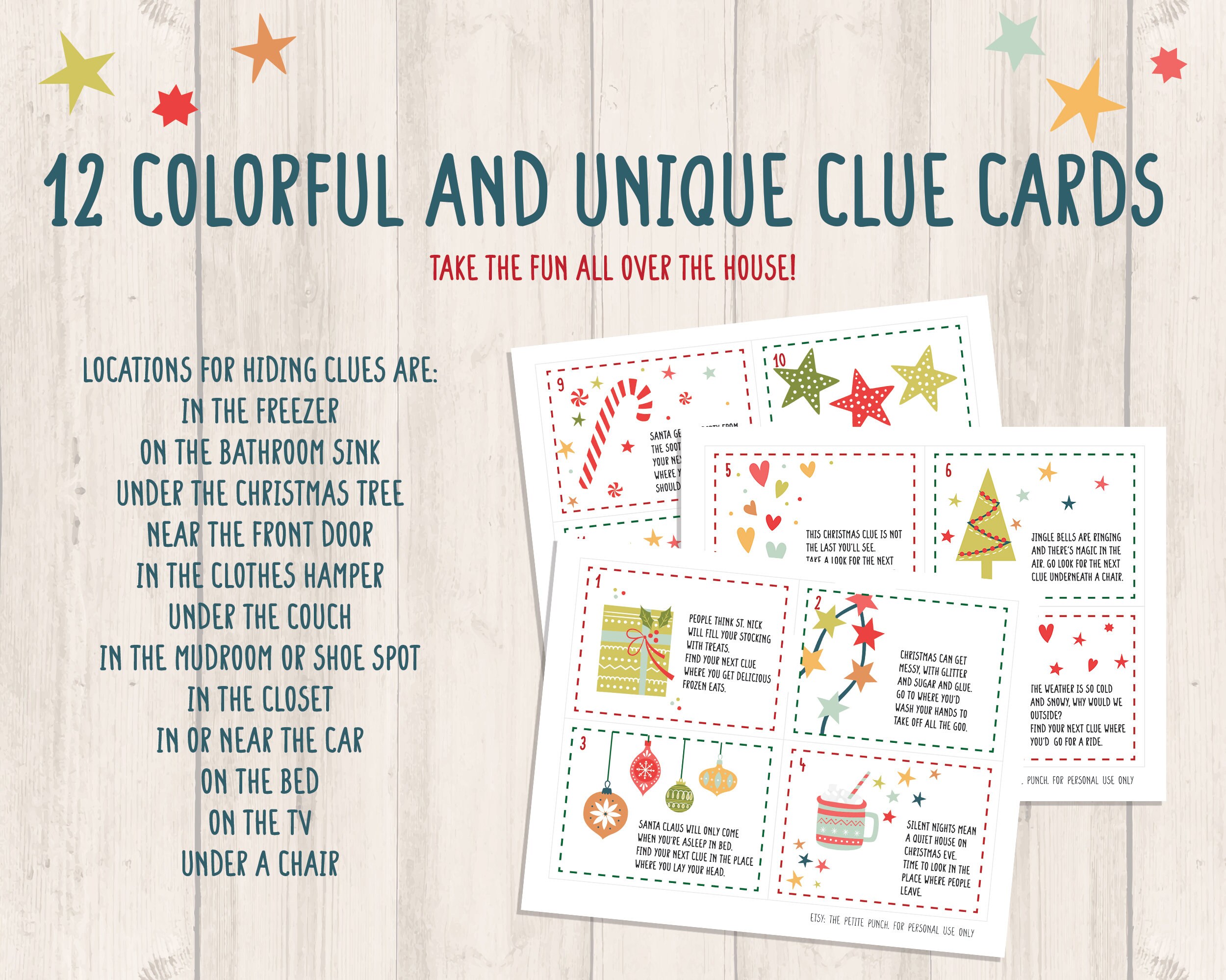 Christmas Scavenger Hunt Clues Instant Download and Print Family Fun ...