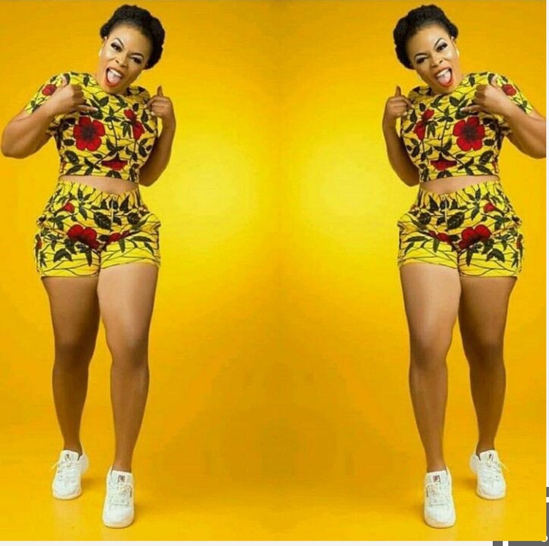 Sexy Ankara Crop Top And Bumps Short Modern African Wear Etsy