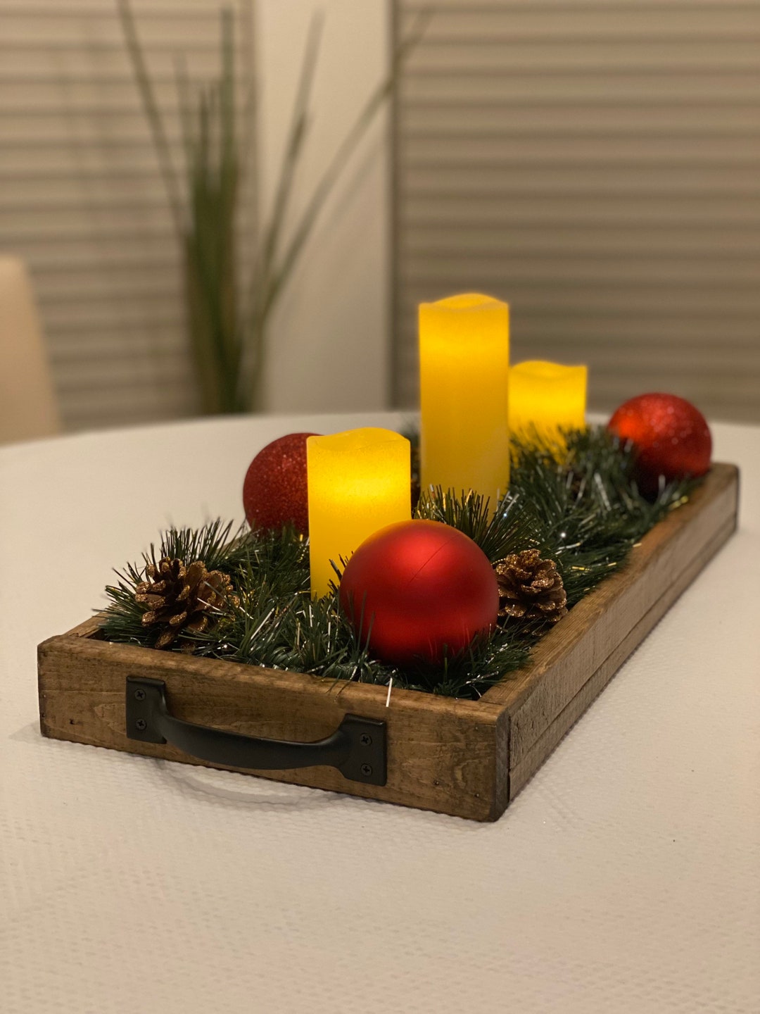 Wood Tray for Decor, Decorative Wood Tray, Wood Tray With Metal Handles ...