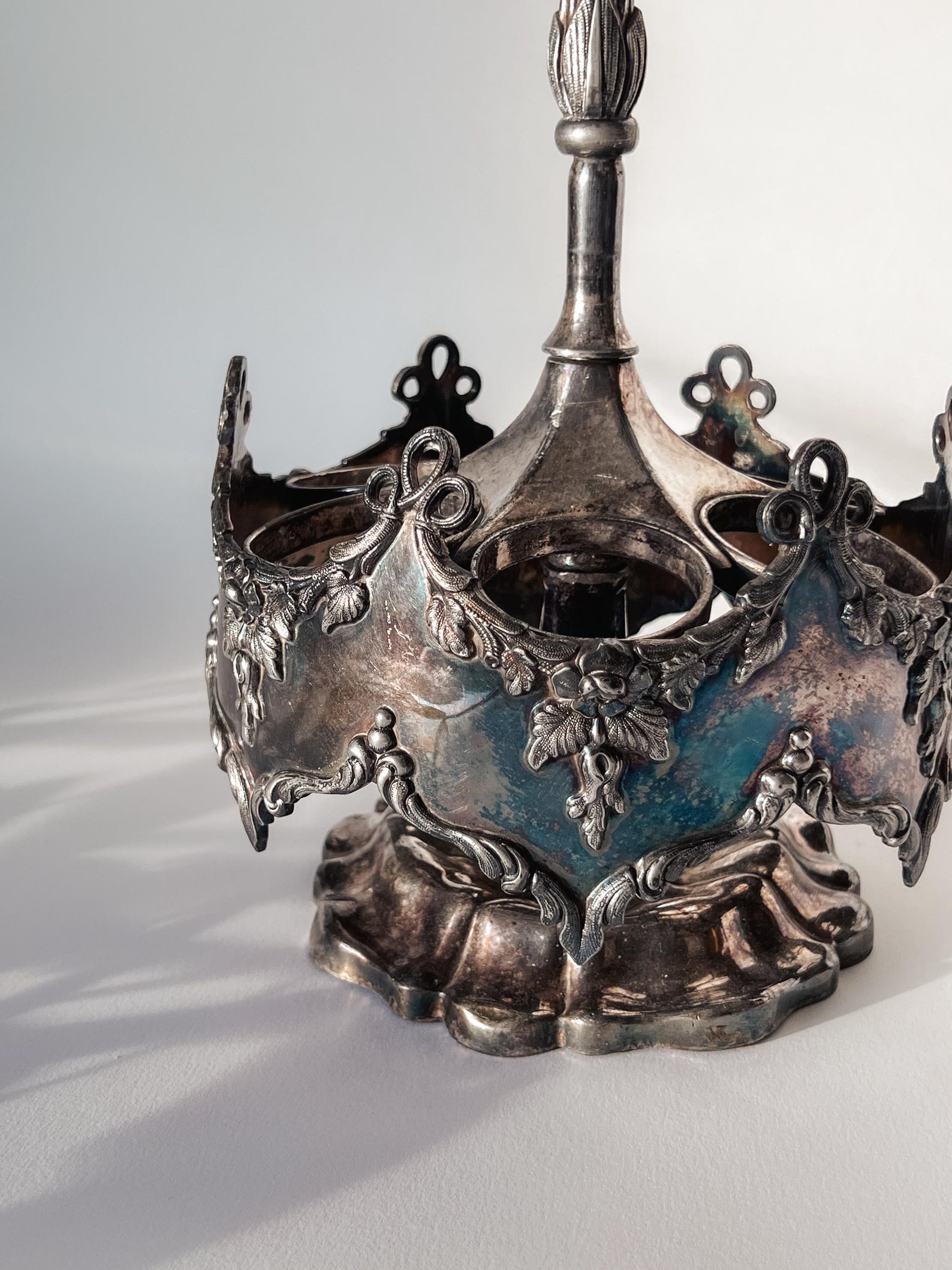 Antique Silver Plate Castor Cruet Set Holder - Etsy