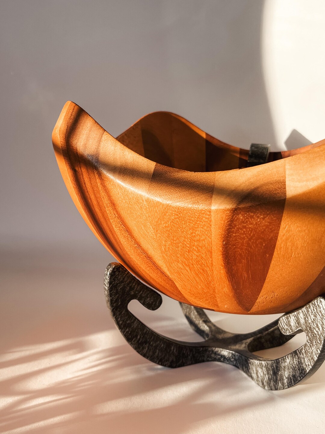 Nambe Anvil Scroll Acacia Wood Salad Bowl With Servers - Etsy