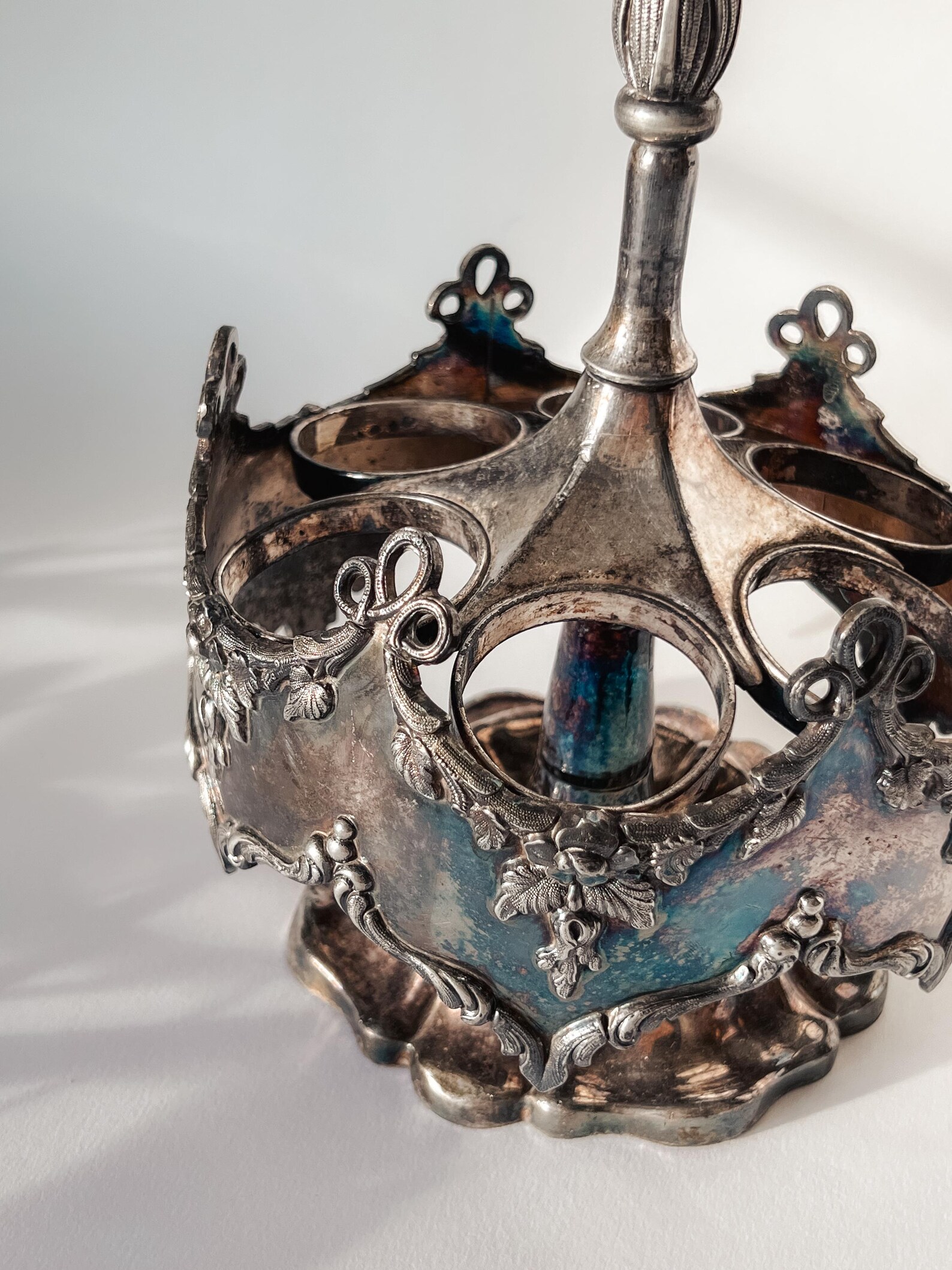 Antique Silver Plate Castor Cruet Set Holder - Etsy