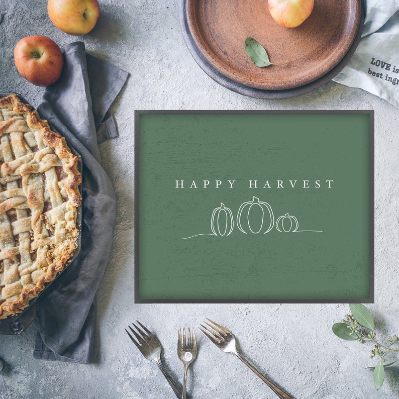 Happy Harvest Wall Art, Autumn, Fall Decor, Cute, Illustration ...