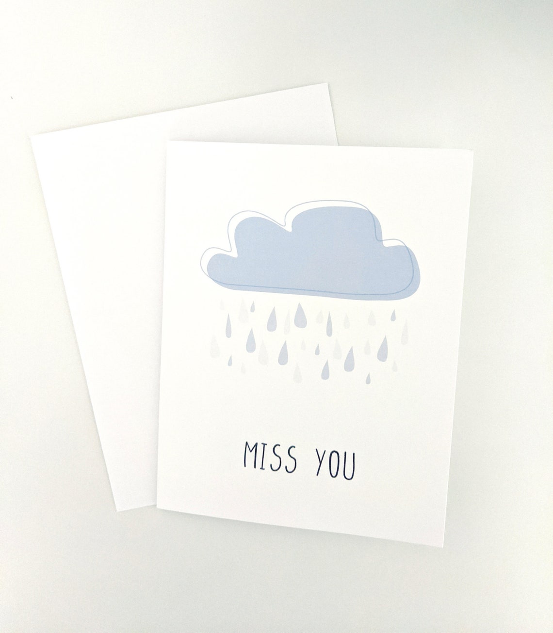 Miss You Rain Cloud Greeting Card | Etsy