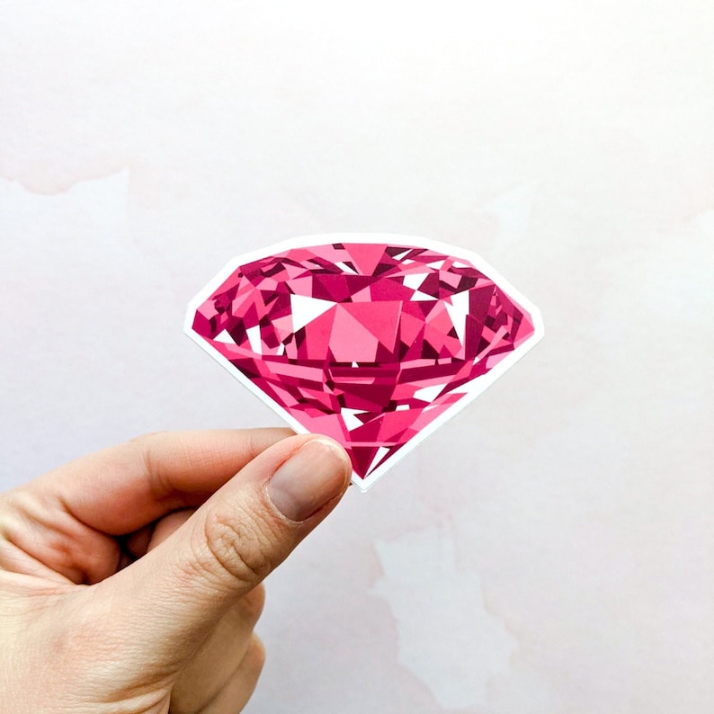Cute Pink Diamond | Water Bottle Sticker, Laptop Sticker, Journaling ...