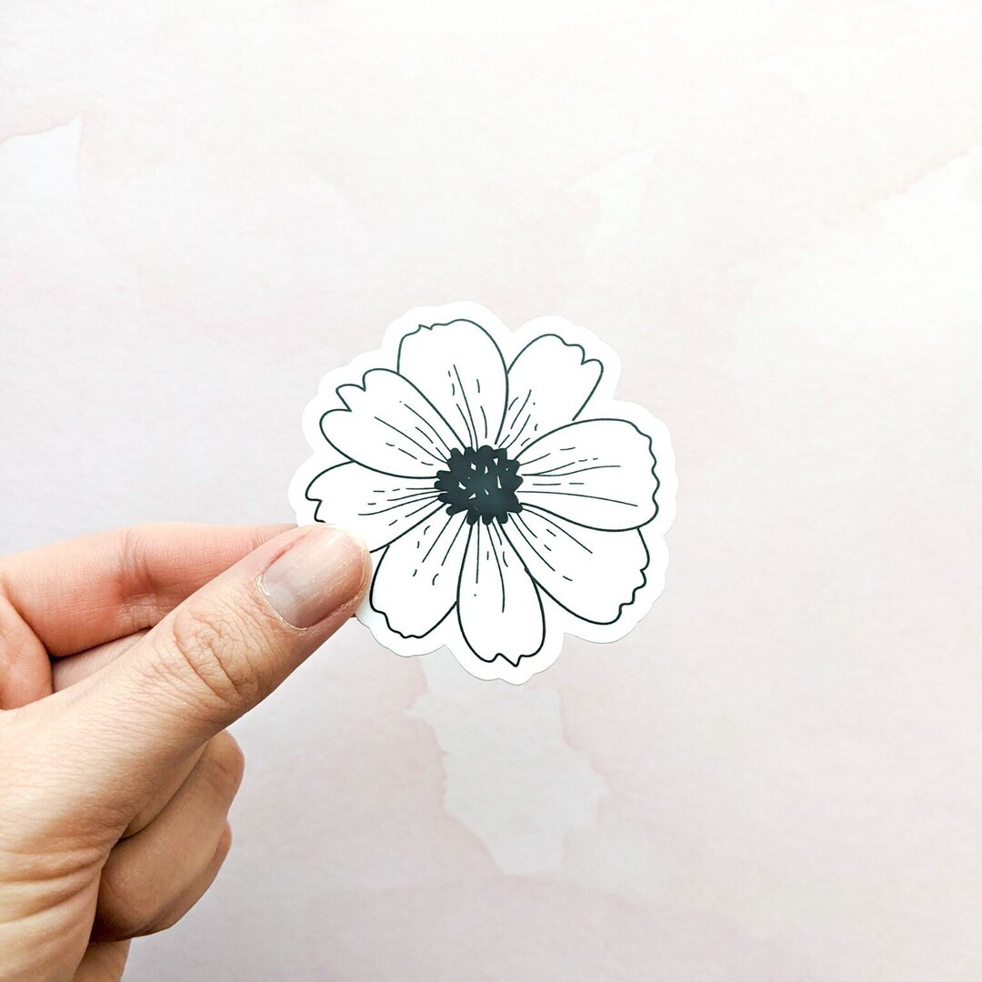Minimalist Flower Sticker: Weatherproof Laptop Decal - Etsy