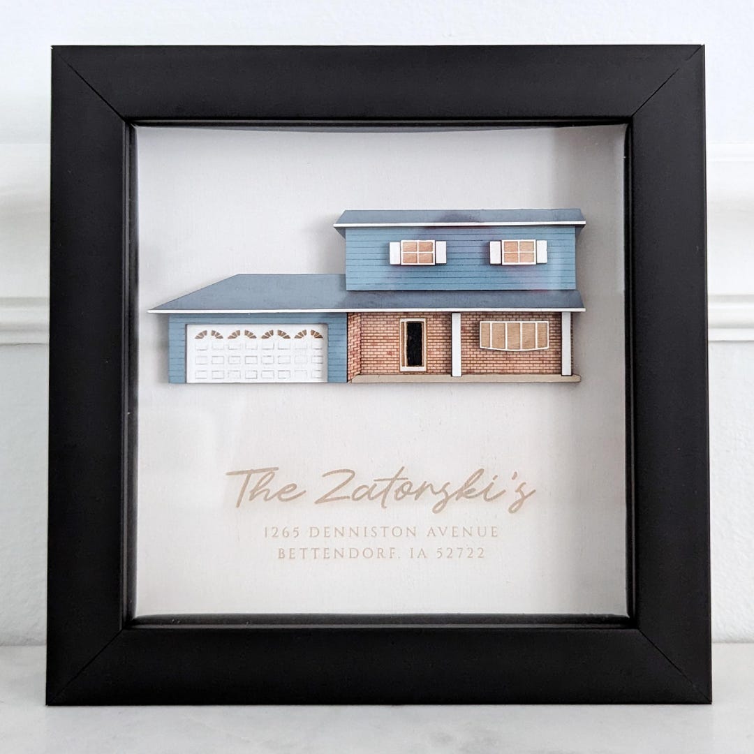 3D Wood House Portrait: Custom Home Sign, Realtor Closing Gift - Etsy