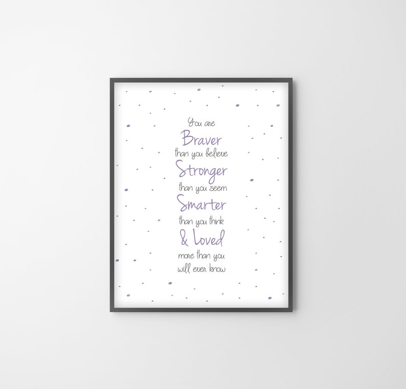 You Are Braver Than You Believe... Print Wall Art | Etsy