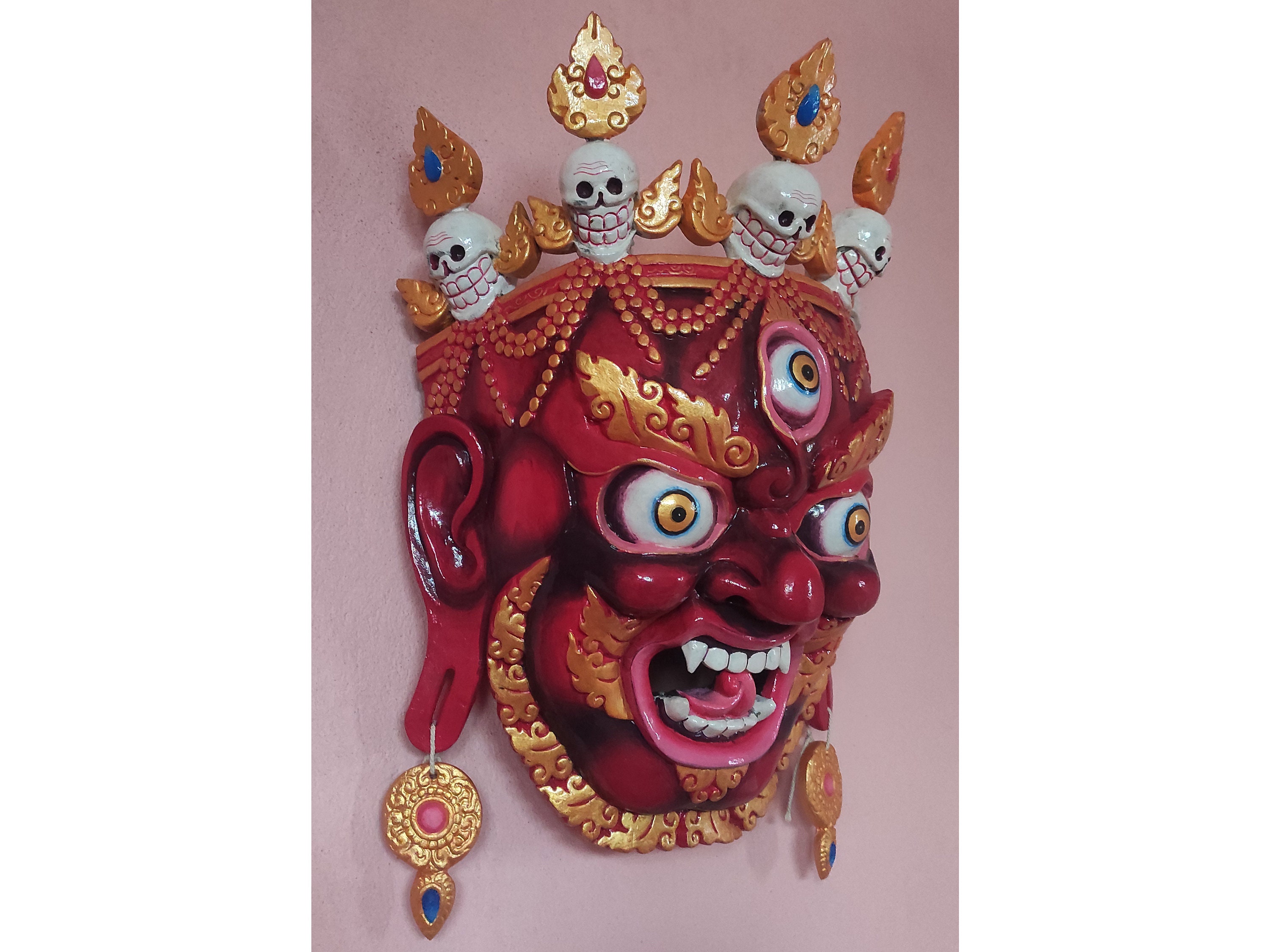 Red Mahakala Real Tibetan Cham Lama Dance Mask - Etsy