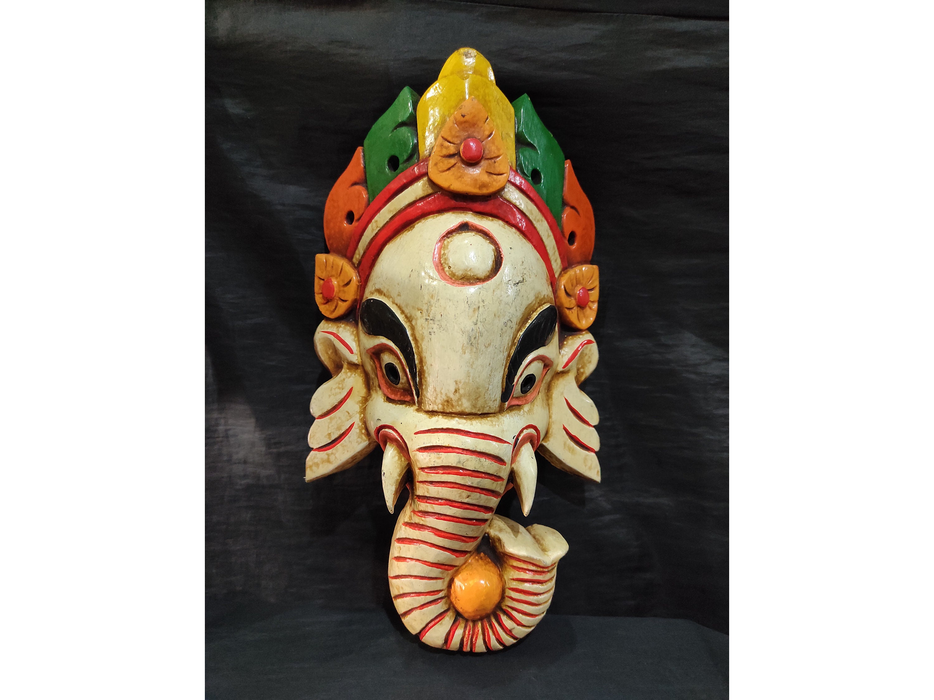 Handcarved Ganesh Mask - 31 Cm / 12 In - Etsy