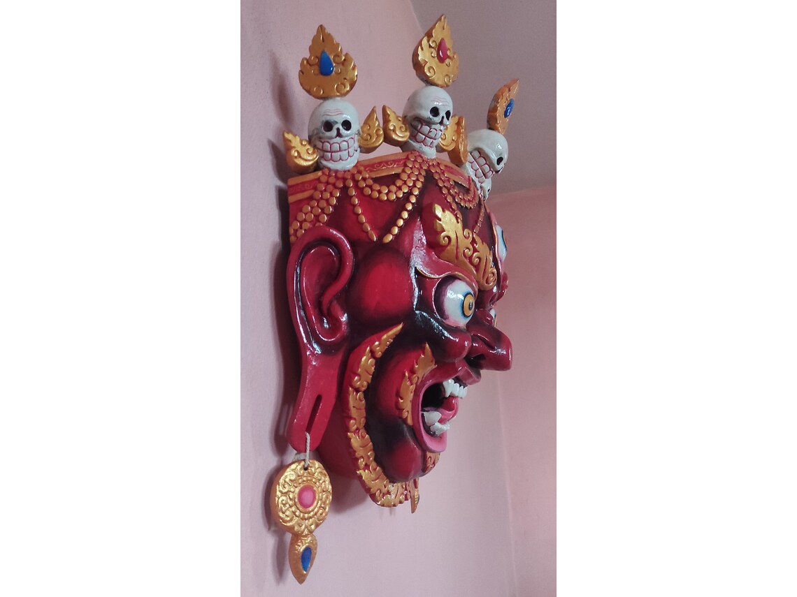 Red Mahakala Real Tibetan Cham Lama Dance Mask - Etsy