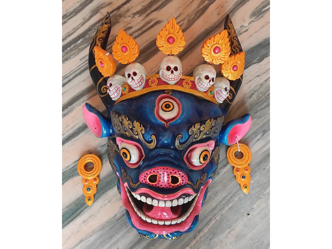 Blue Yamantaka Real Tibetan Cham Lama Dance Mask - Etsy