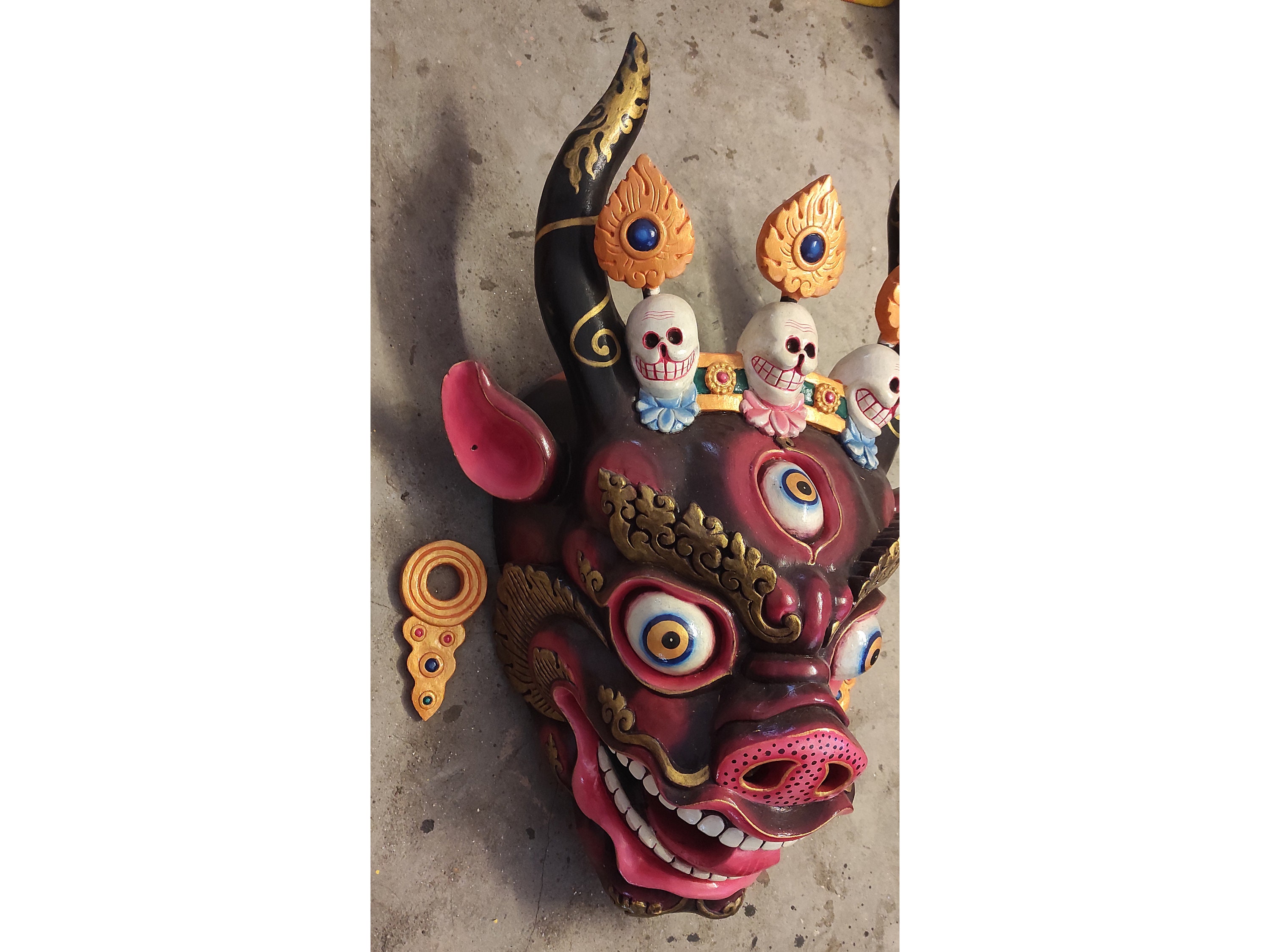 Red Yamantaka Real Tibetan Cham Lama Dance Mask - Etsy