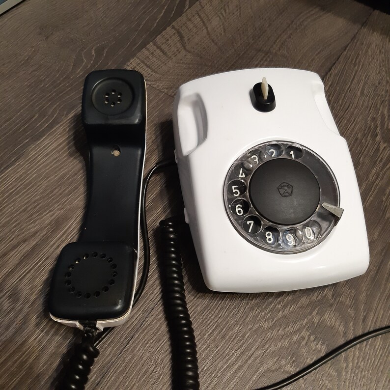 Vintage White Phone 1980s, Old Rotary Phone, White Phone, Circle Dial ...