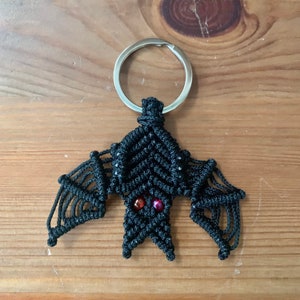 Hanging Bat Macrame Keychain Charm - Handmade Whimsical Unique Gothic ...