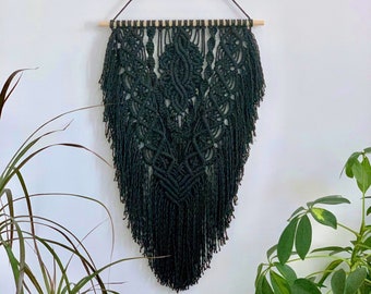 Black Macrame Wall Hanging - Etsy