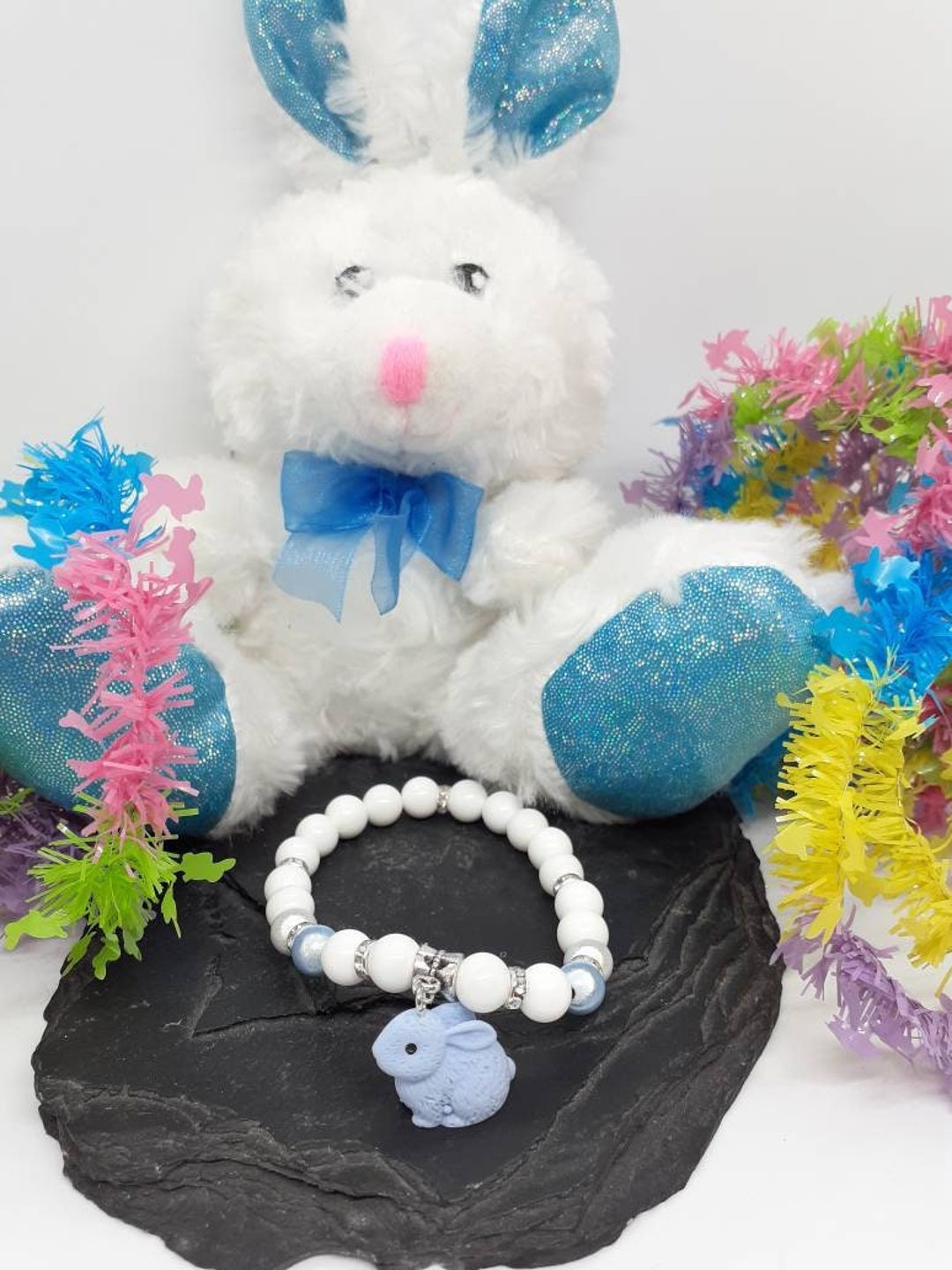 Easter Bracelet, Easter Bunny Charm, Blue Bunny - Etsy