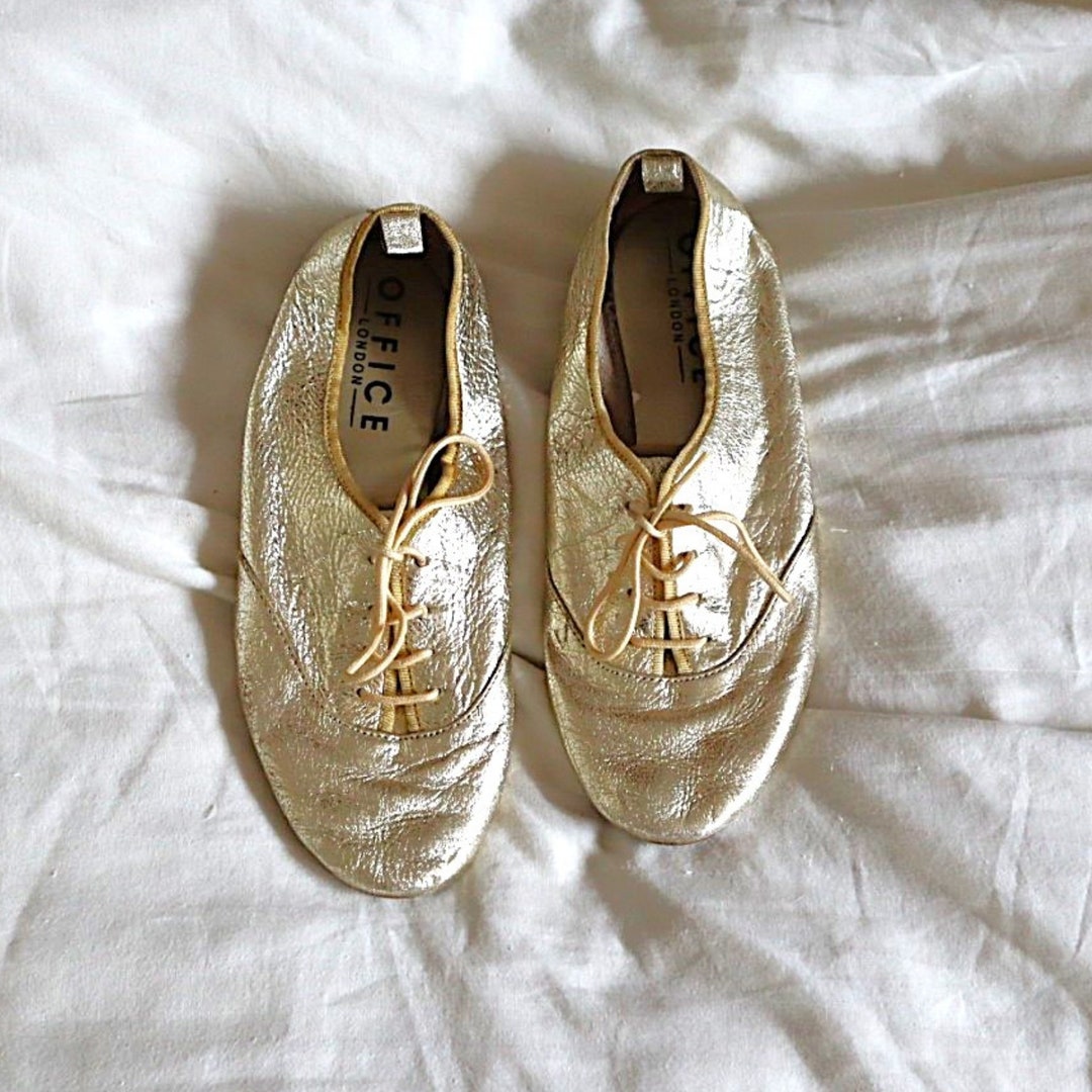 Vintage 2000s Gold Leather Lace-up Pumps - Etsy