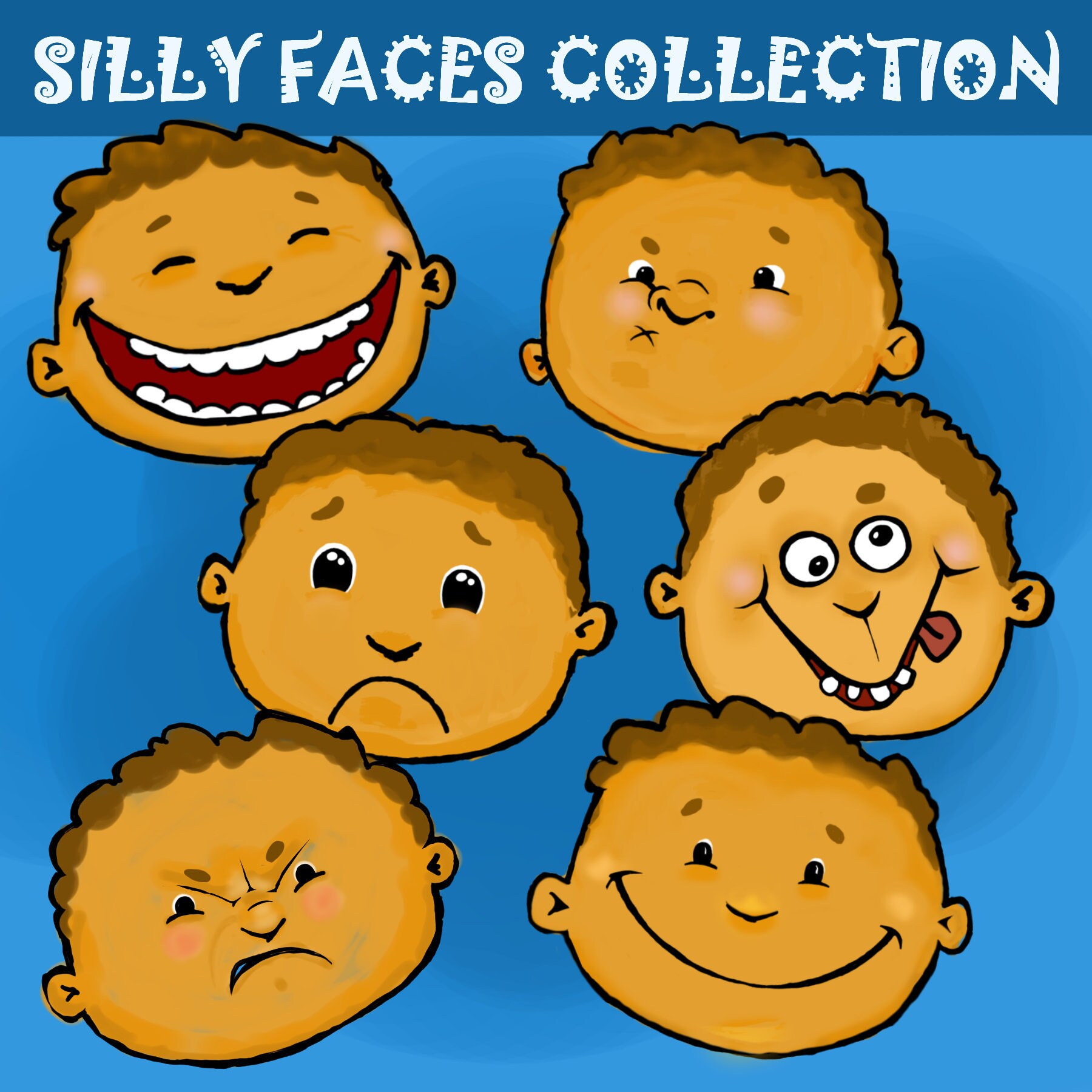 Silly Faces Clipart Collection Cute Clip Art Featuring Silly - Etsy