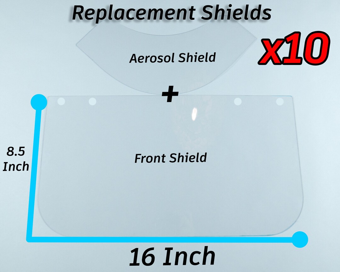 10x Clear Replacement Shields | Face Shield Extended | Thick Clear PETG ...