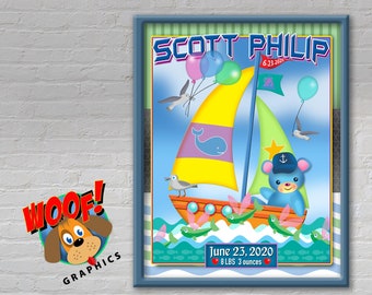 Baby Birth Poster With Name Weight Date Time and Length - Etsy