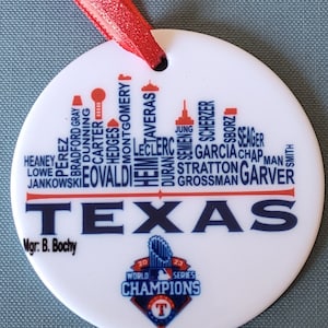 Texas Rangers Skyline 2023 Roster Keepsake Christmas Ornament ...