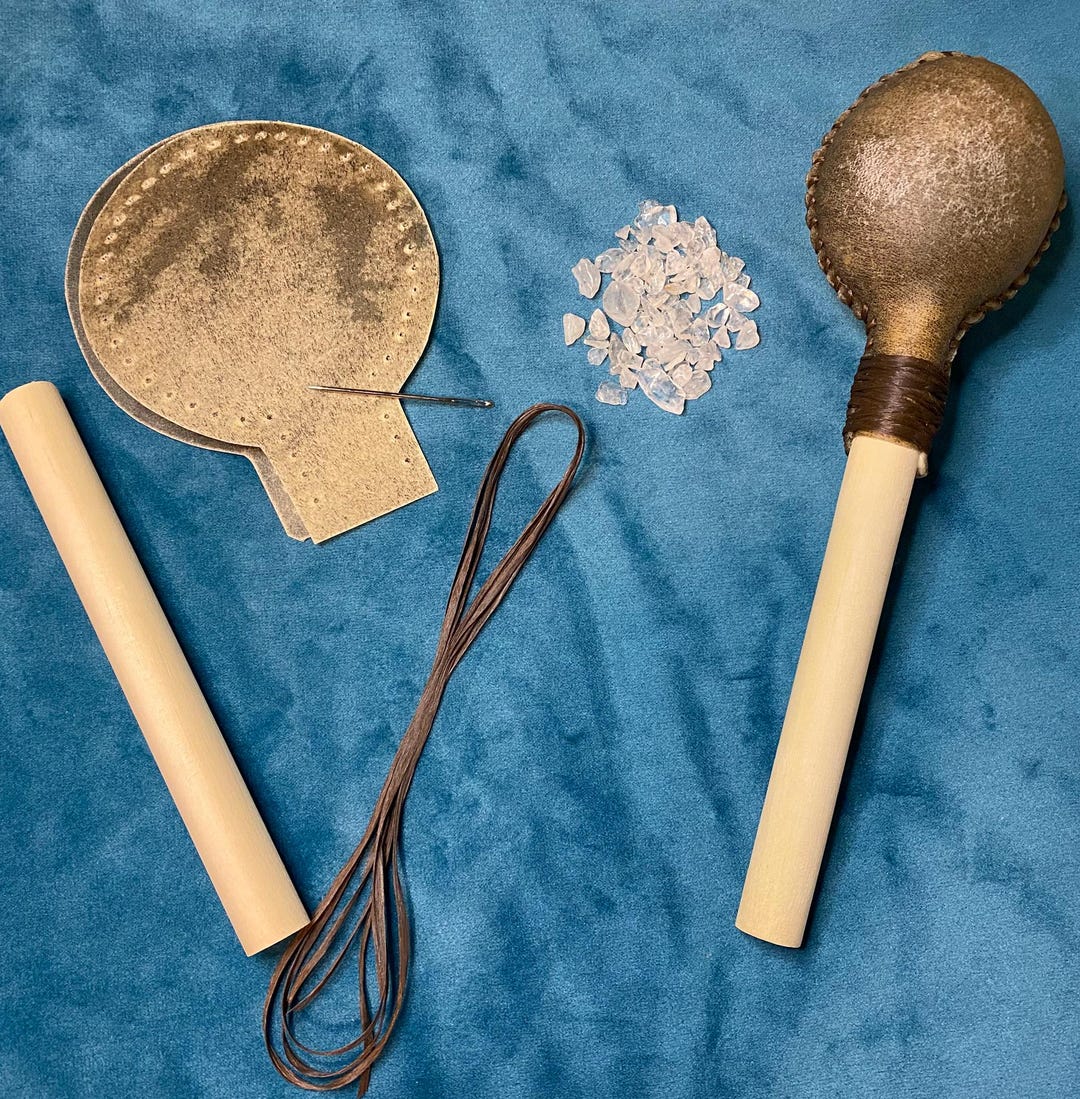 DIY Rawhide Rattle Making Kit With Crystals and Step-by-step Video - Etsy