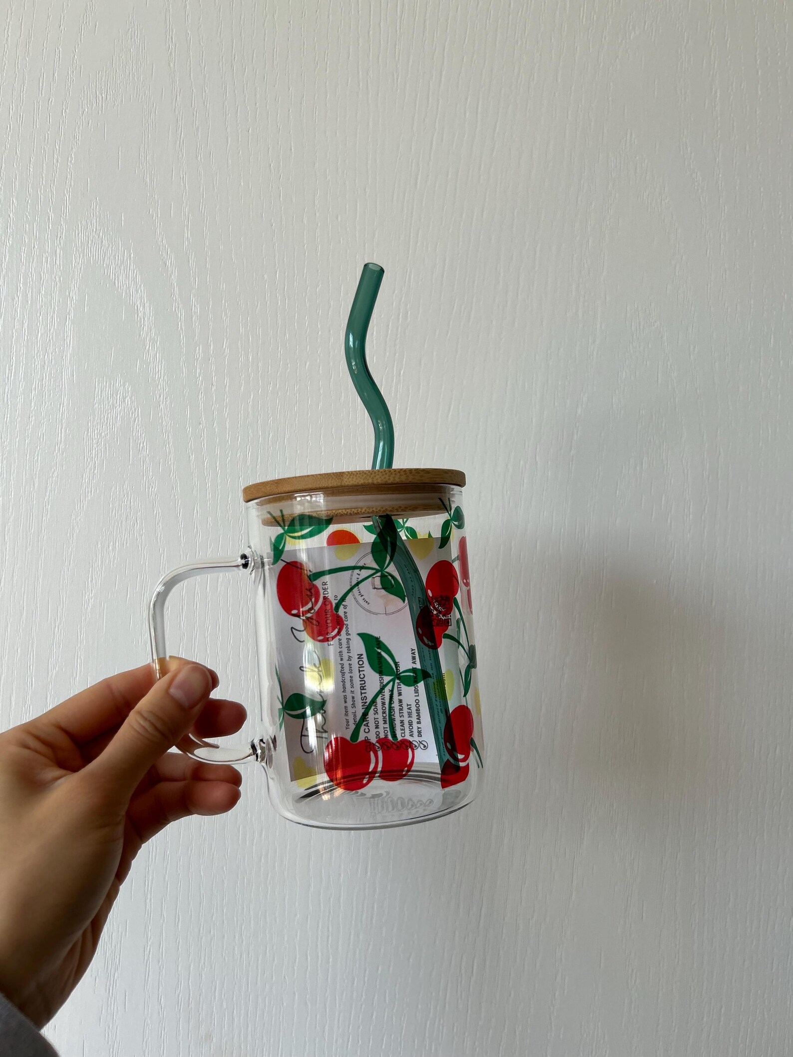 Cherry Glass Mug| Glass Can Mug| Matcha Mug | Coffee Mug| - Etsy