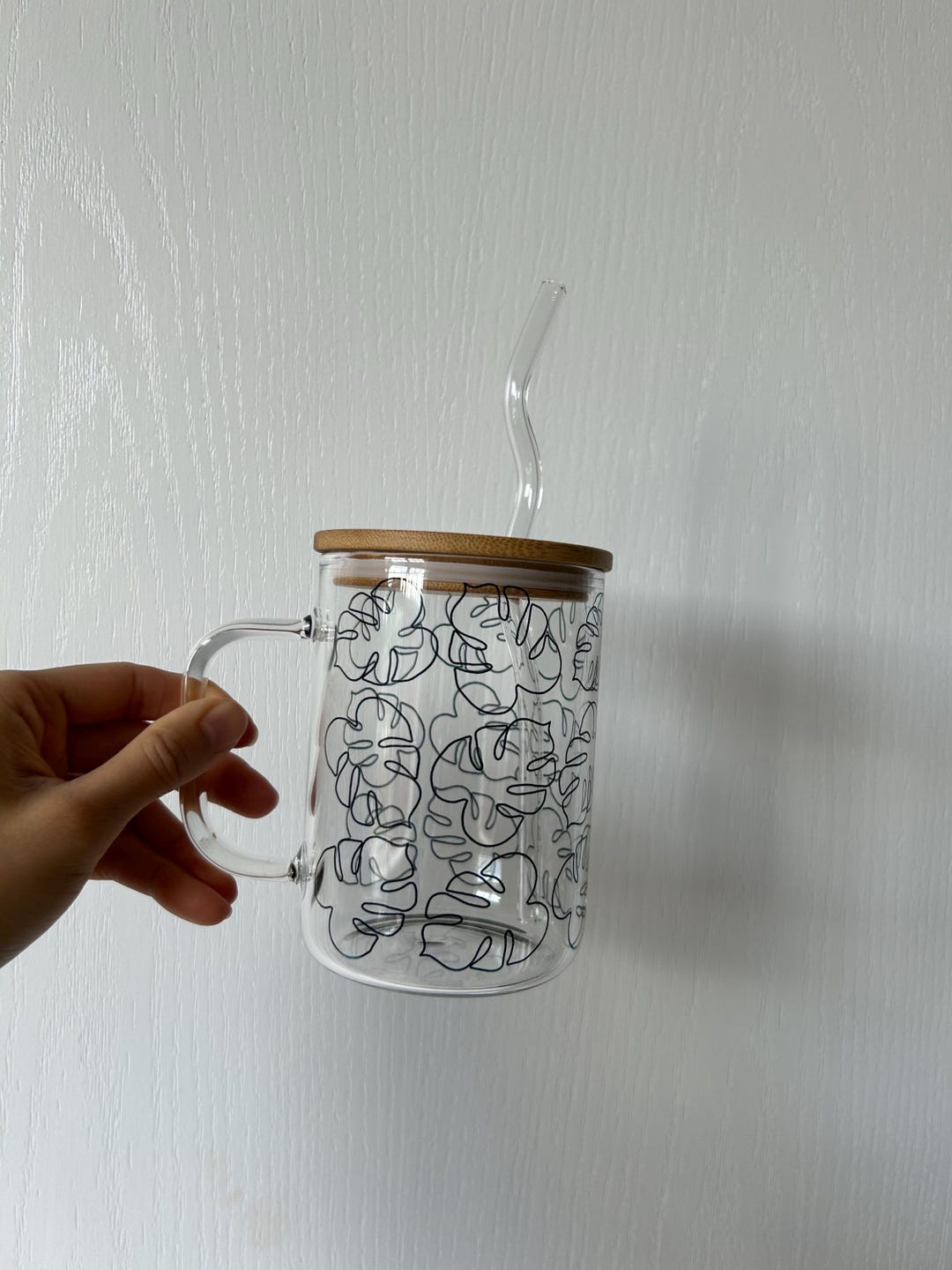 Monstera Plant Glass Mug| Glass Can Mug| Matcha Mug | Coffee Mug| - Etsy