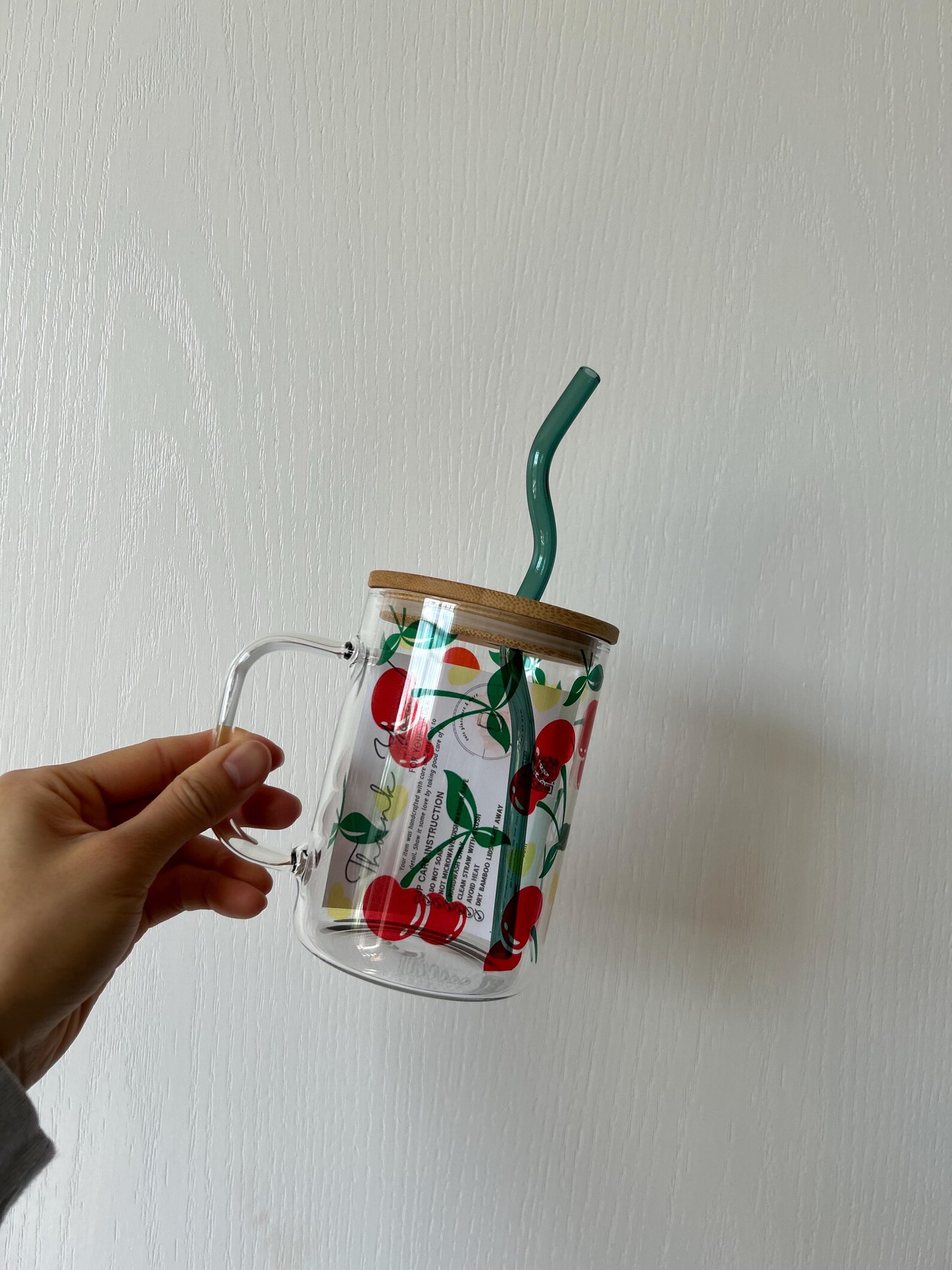 Cherry Glass Mug| Glass Can Mug| Matcha Mug | Coffee Mug| - Etsy