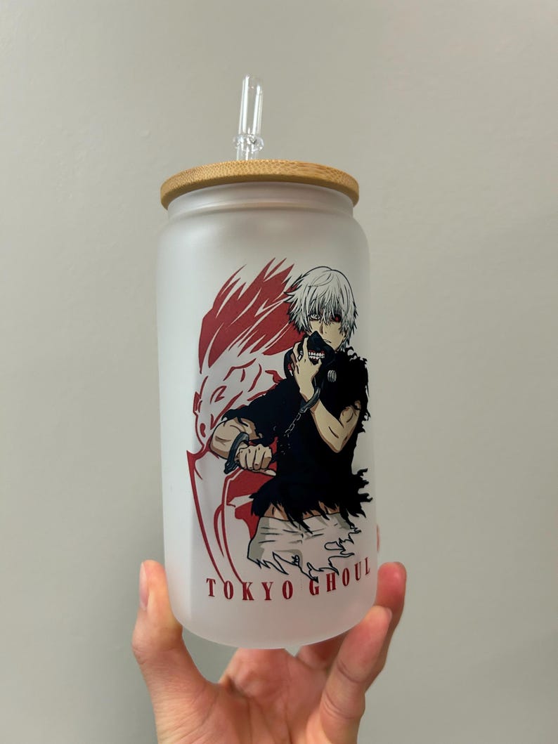 Anime 16oz Glass Cup | Bamboo Lid & Straw - Etsy