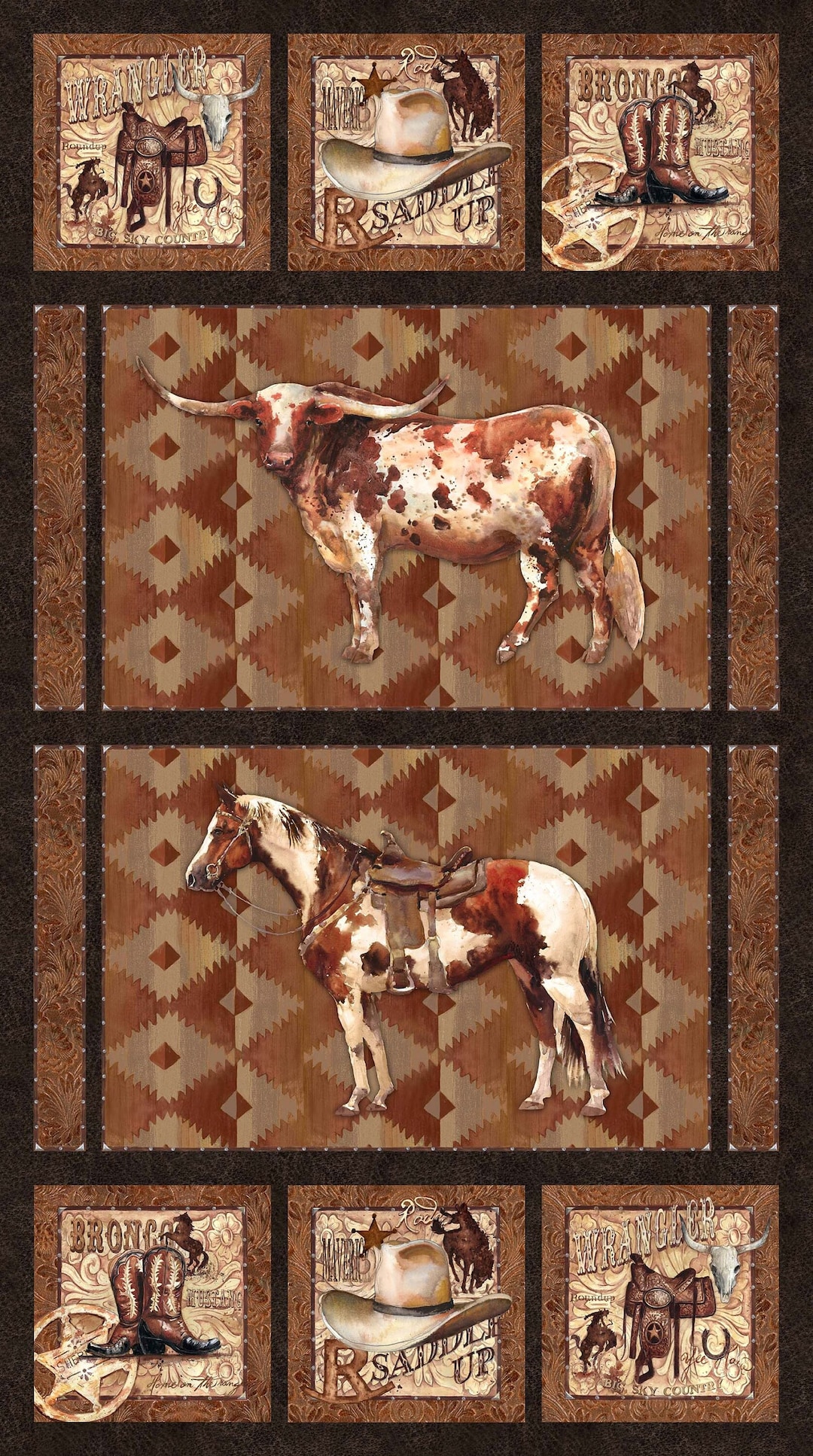 Saddle up Panel by Ellen & Clark Studio for Northcott Fabrics - DP24382 ...