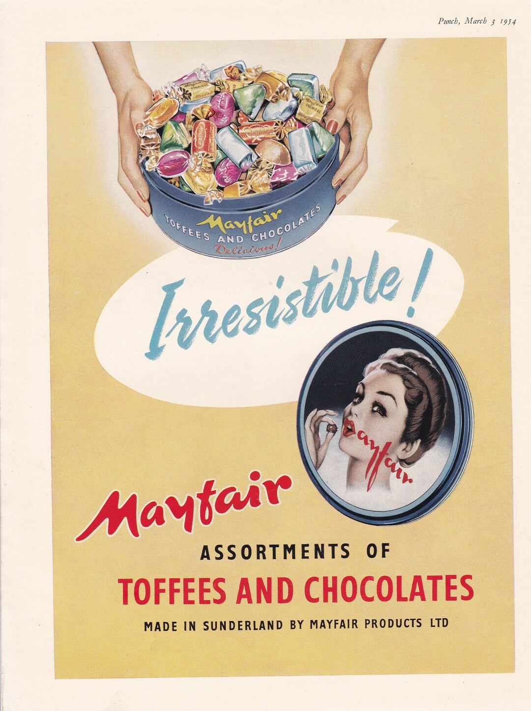 1954 MAYFAIR TOFFEES/CHOCOLATES Magazine Advert - Etsy