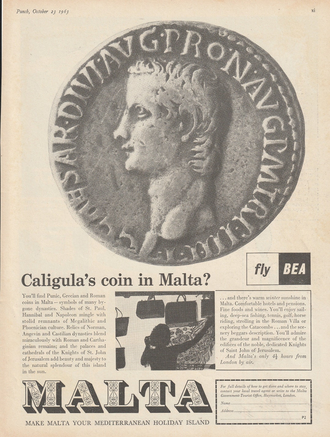 1963 MALTA Magazine Advert - Etsy