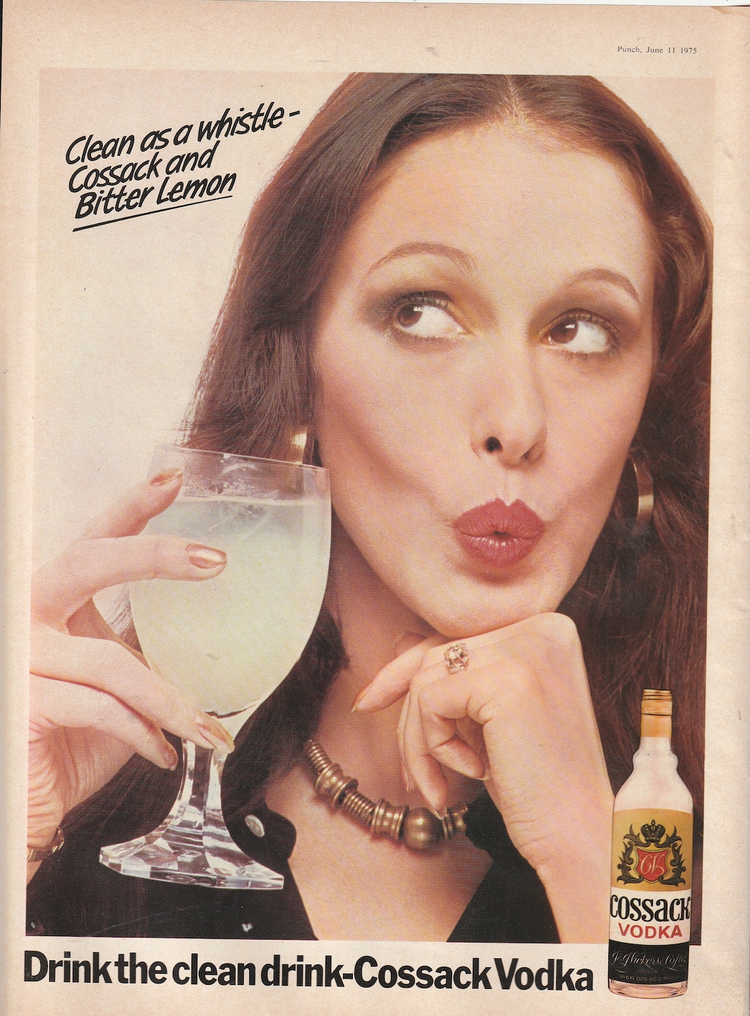 1975 COSSACK VODKA Bitter Lemon Magazine Advert - Etsy