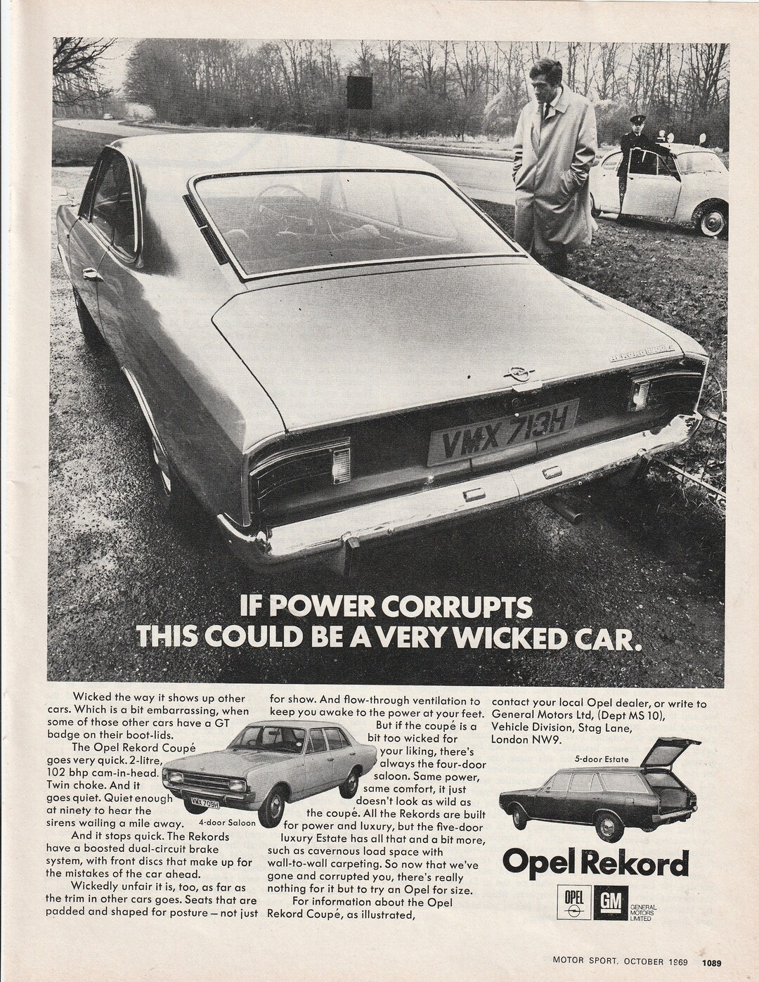 1969 OPEL REKORD Motor Car Magazine Advert - Etsy