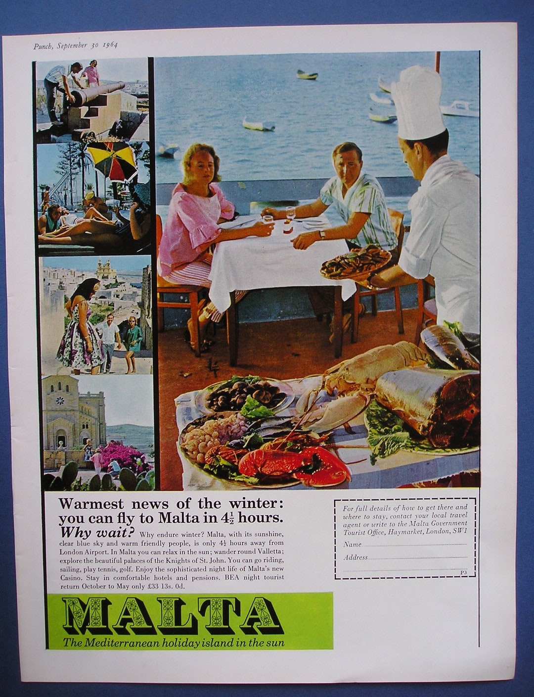 1964 MALTA Magazine Advert - Etsy